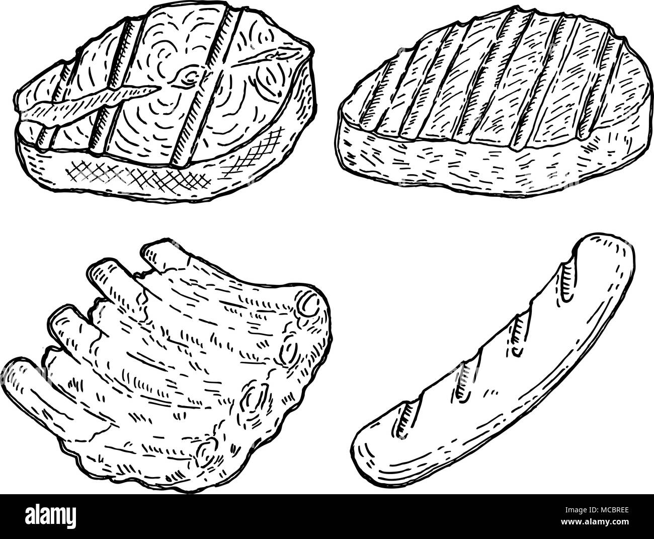 Roasted sliced barbecue pork ribs Stock Vector Images - Alamy