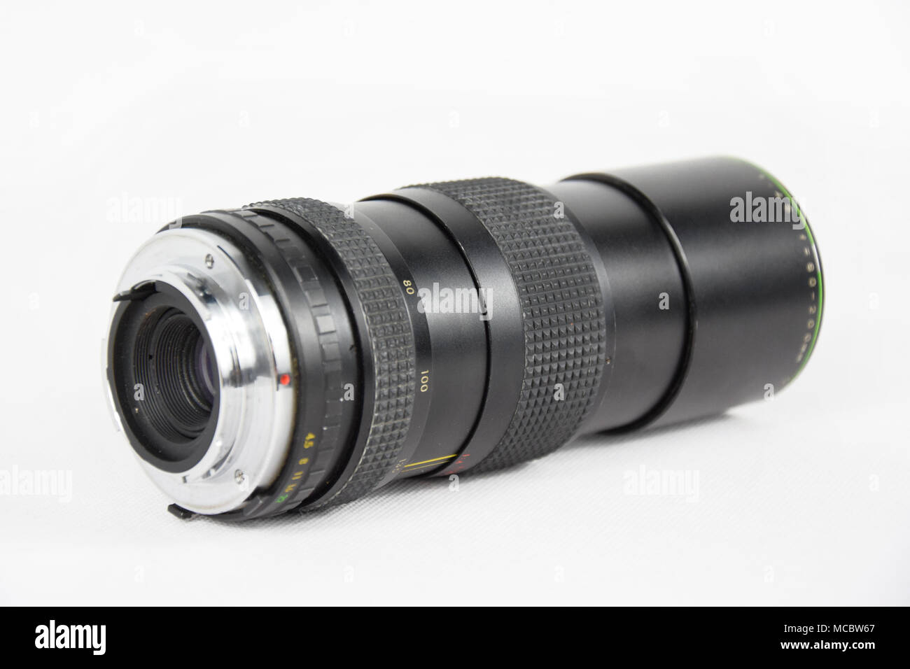 80- 200 mm vintage camera Lens from analog camera - isolated Stock ...