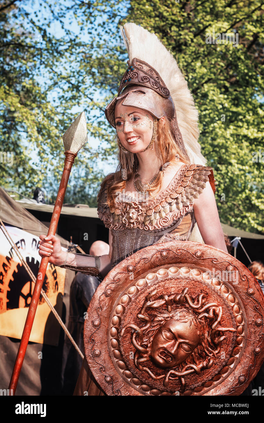 April 19, 2014, Haarzuilens, The Netherlands: Athena the Goddess of War ...
