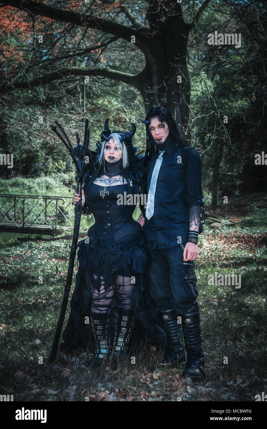 April 19, 2014, Haarzuilens, The Netherlands: Devilish couple poses in ...