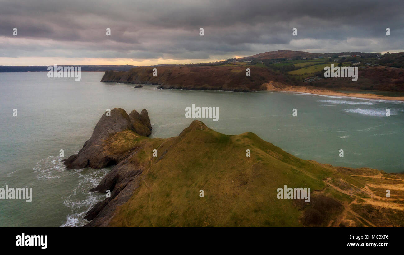 Three Cliffs Bay Gower Stock Photo - Alamy