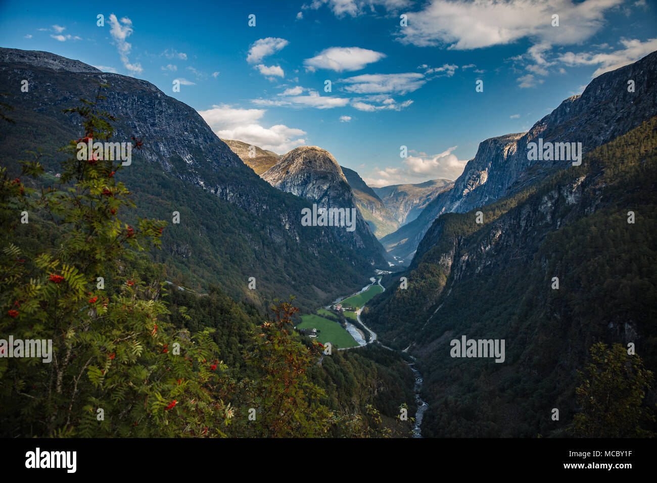 Nærøydalen valley as seen from the Stalheim Hotel Stock Photo - Alamy