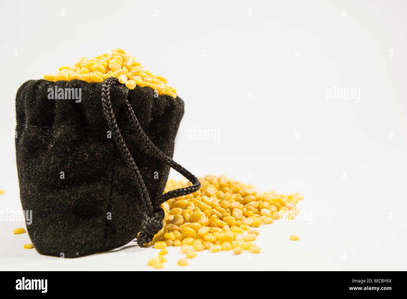 Full of Arhar or masoor Dhal or Toor Dal Pigeon Pea in black bag Stock ...