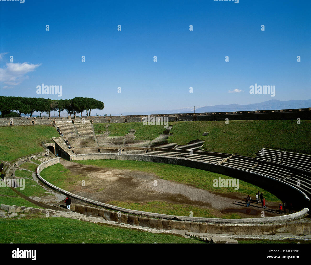 Italy. Pompeii. The Amphitheatre. It was built around 80 BC. Cavea ...