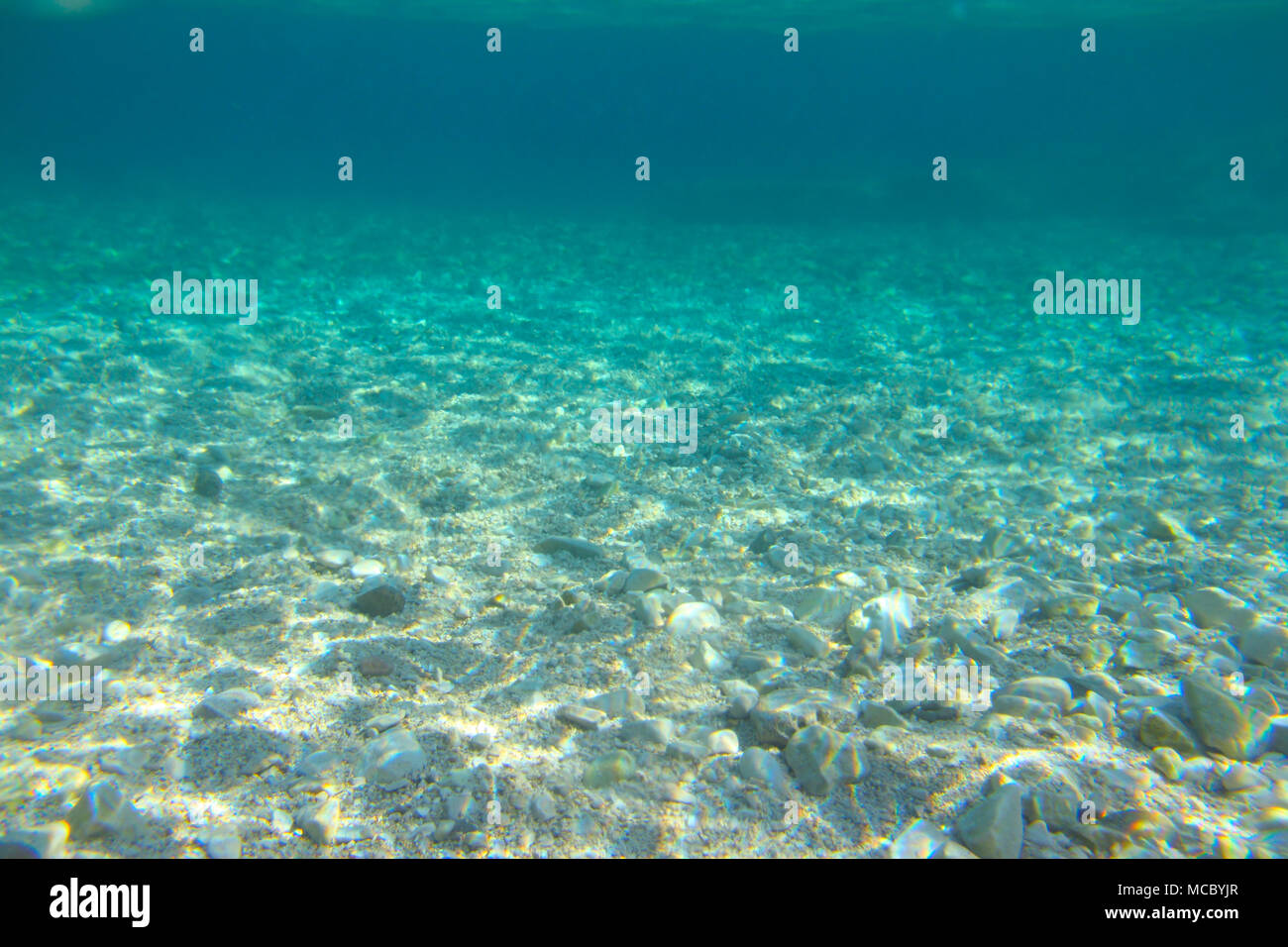 Underwater sea view background of transparent clear water, sea bottom ...