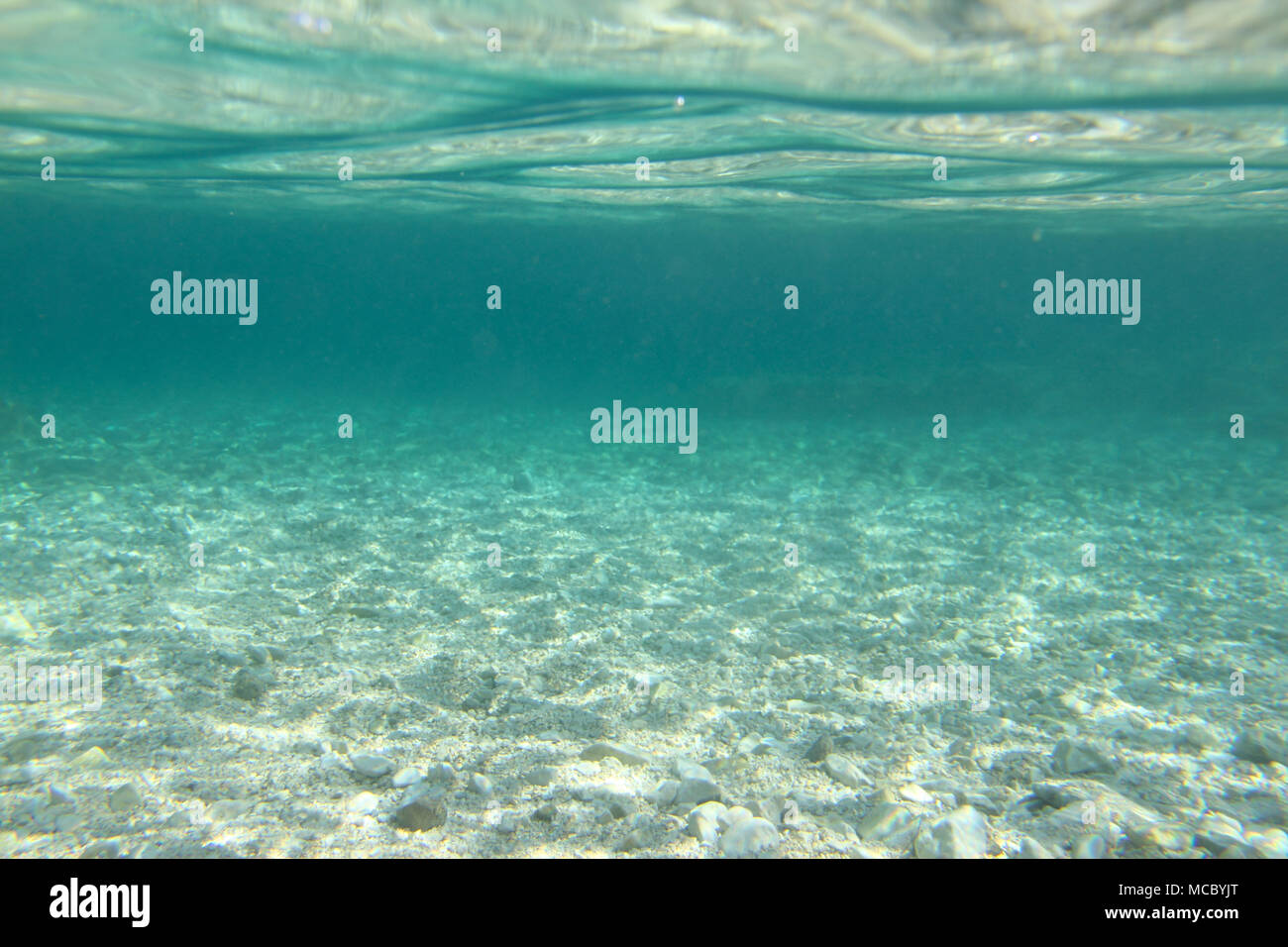 Underwater sea view background of transparent clear water, sea bottom ...