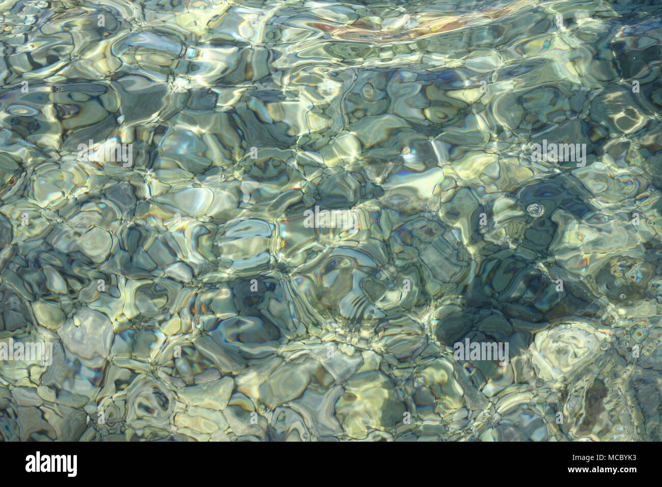 Beautiful background of crystal clear transparent sea water at sunny ...