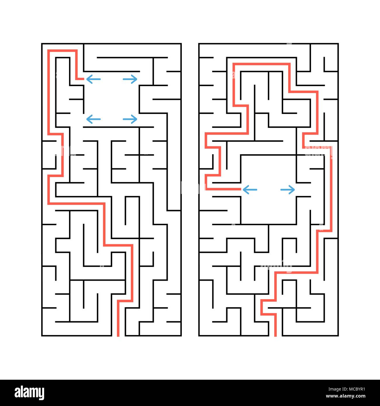 A set of two rectangular labyrinths. Simple flat vector illustration ...