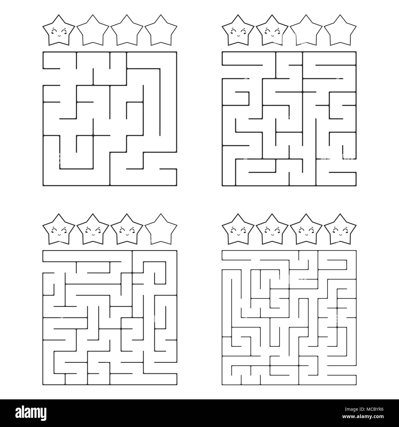 A square labyrinth with an entrance and an exit. A set of four options ...