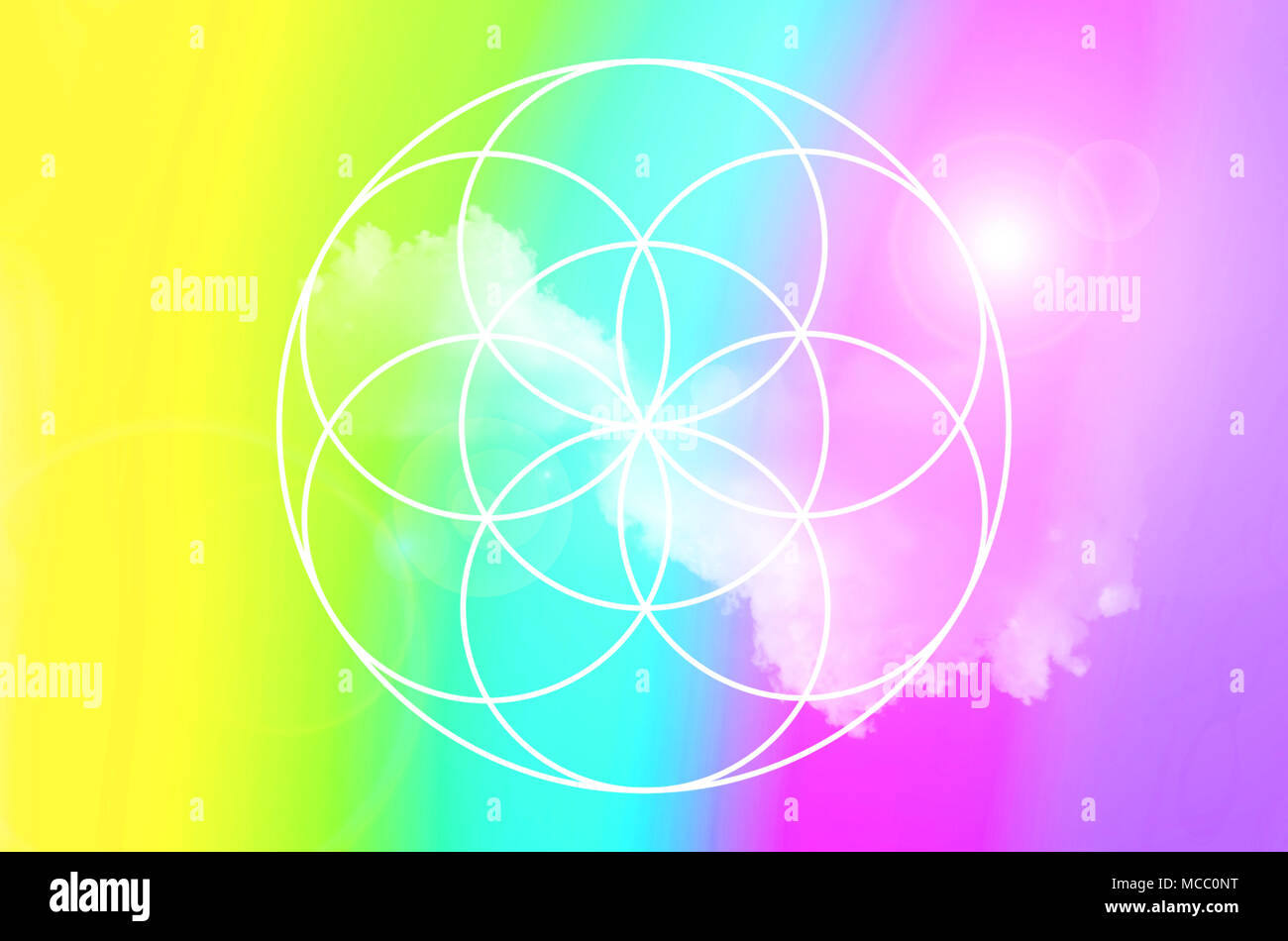 seed of life on rainbow background Stock Photo - Alamy