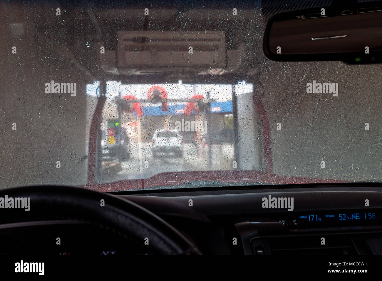 View through auto windshield, car wash Stock Photo - Alamy