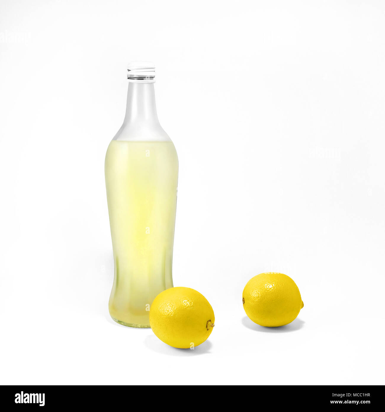 Lemonade isolated photo Transparent glass bottle with lemonade and two ...