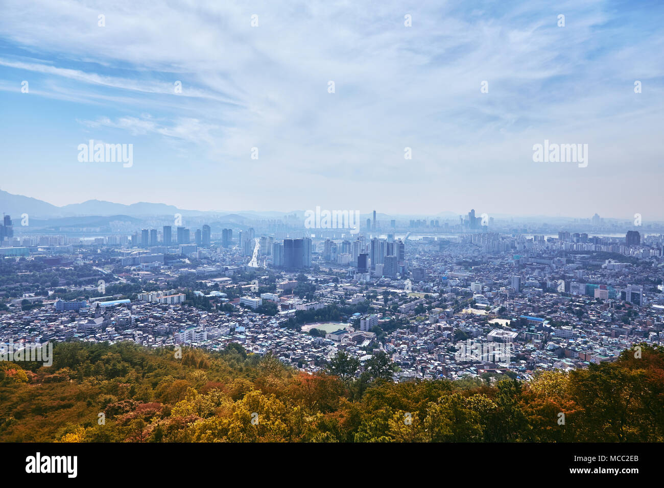 The beauty of South Korea, Seoul cityscape, contrast view between city ...