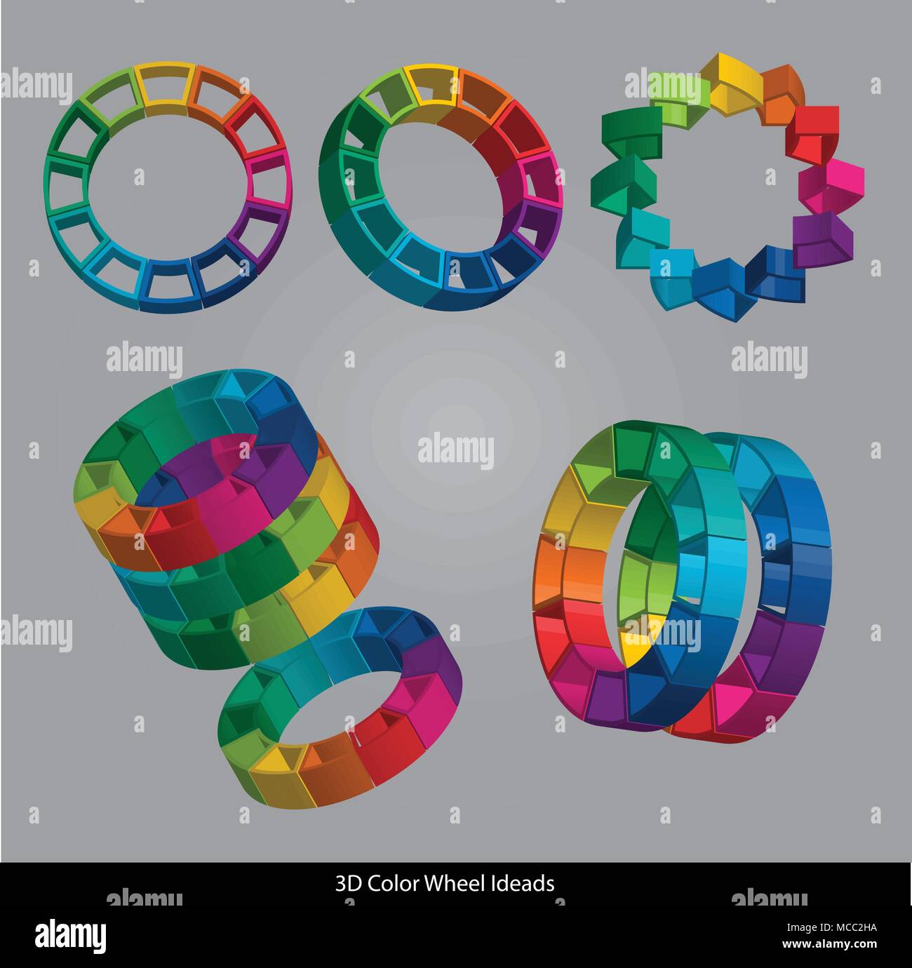 Vector 3D Color wheels isolated on gray background Stock Vector Image ...