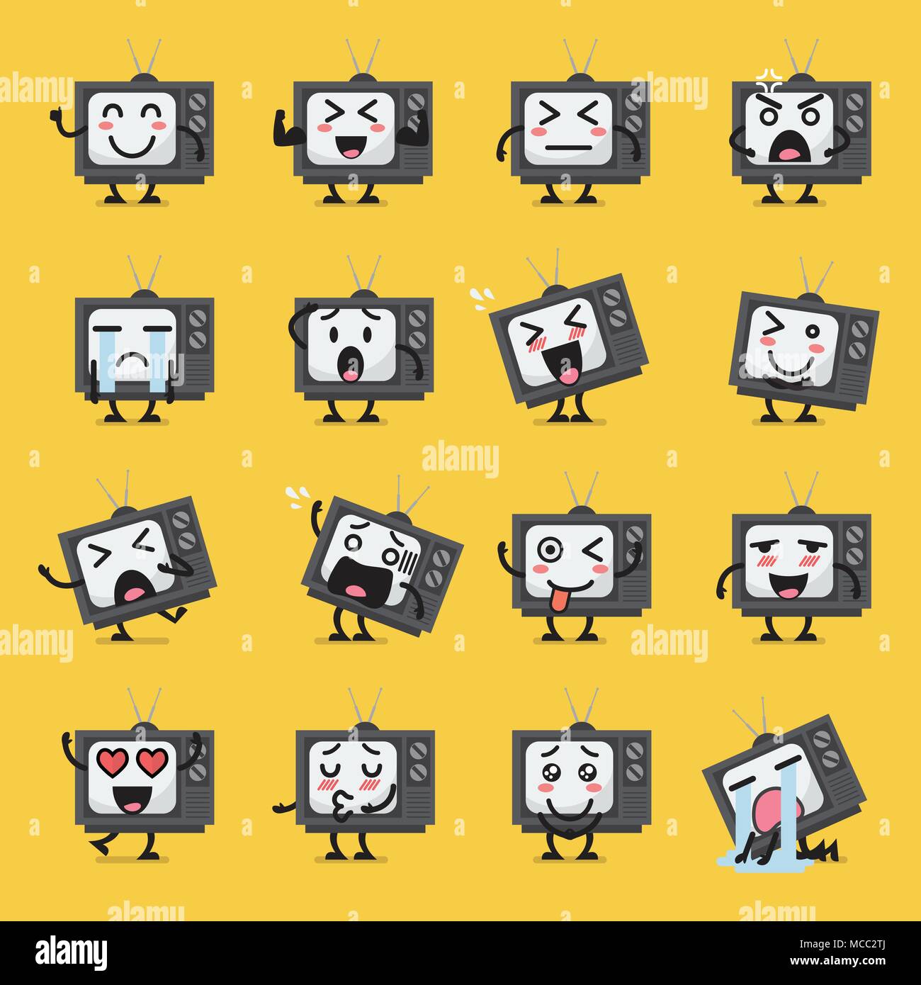 Television character emoji set. Vector illustration Stock Vector Image ...