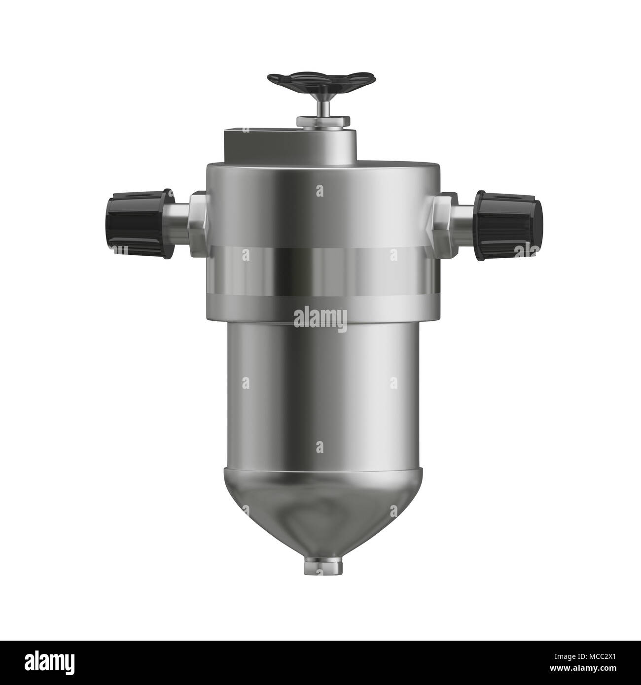 3d illustration Metallic Chrome Plated Industrial Part Filter Stock ...