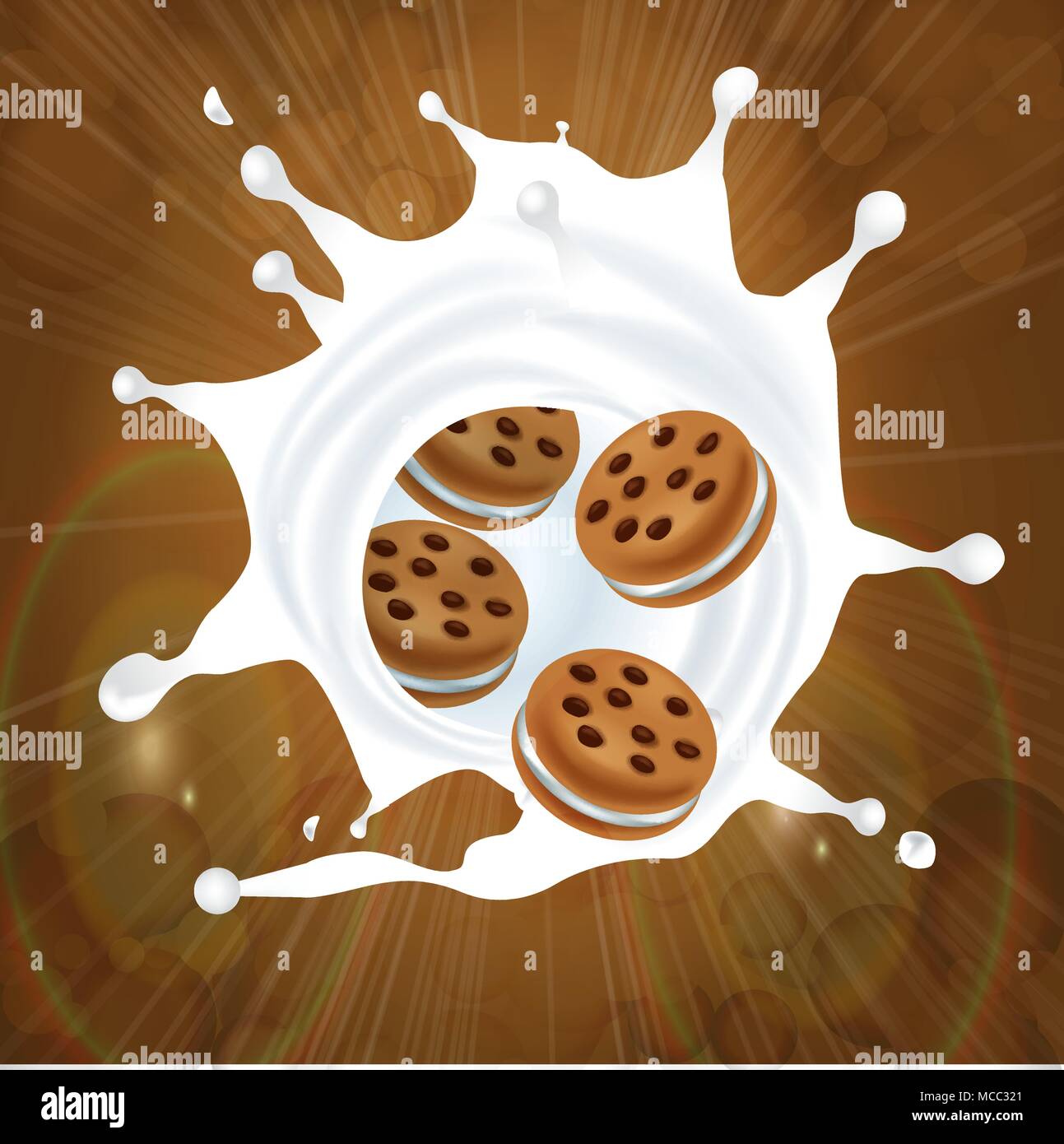 Milk splash flavor with sandwich cookies. Ready vector design for your ...