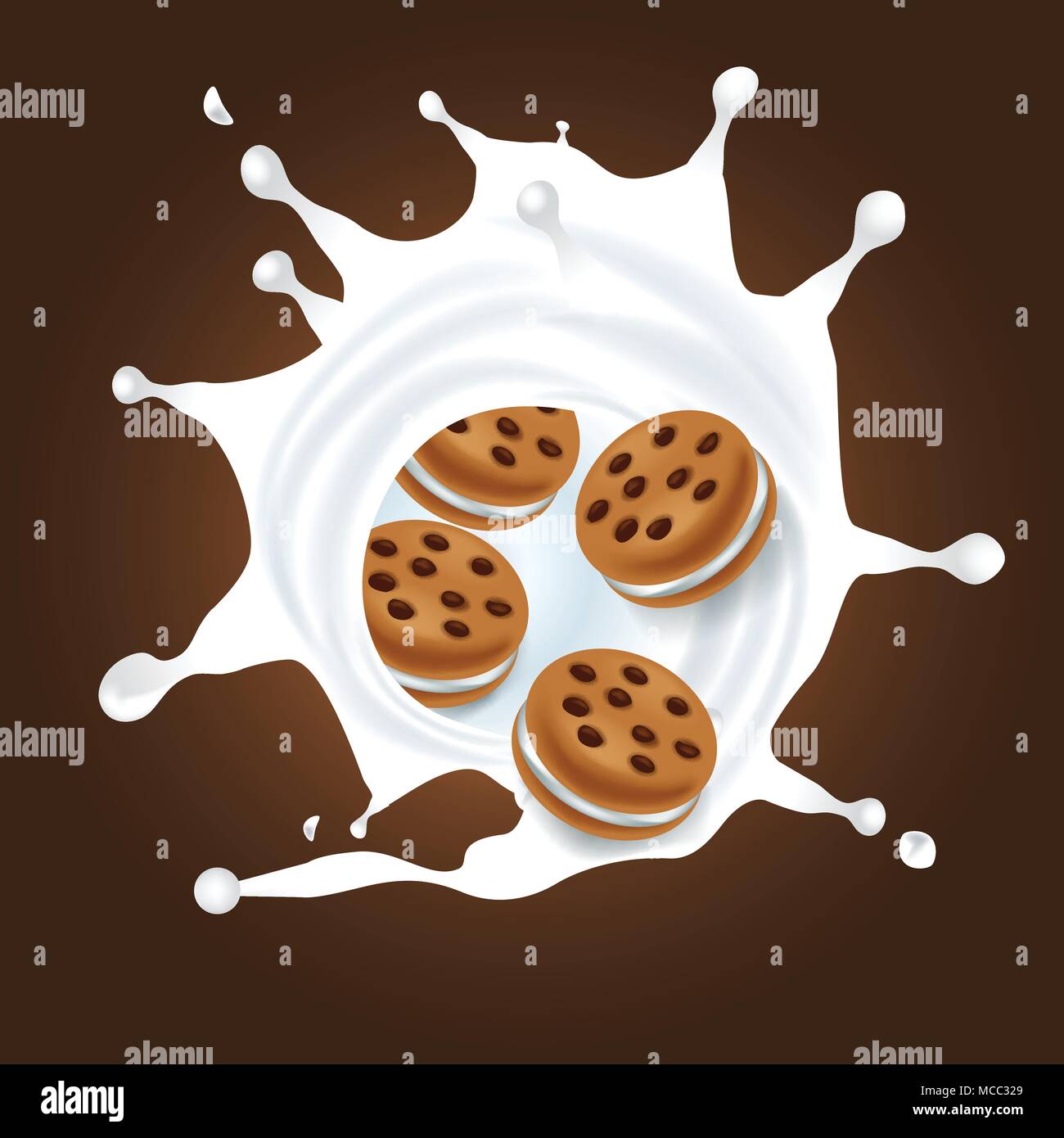Milk splash flavor with sandwich cookies. Ready vector design for your ...