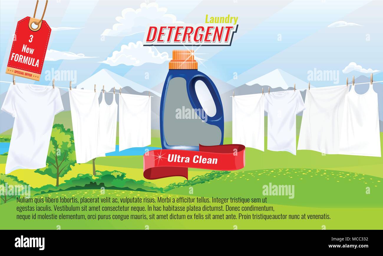 Laundry detergent ads template with package design with water splash ... Laundry detergent ads template with package design with water splash ...