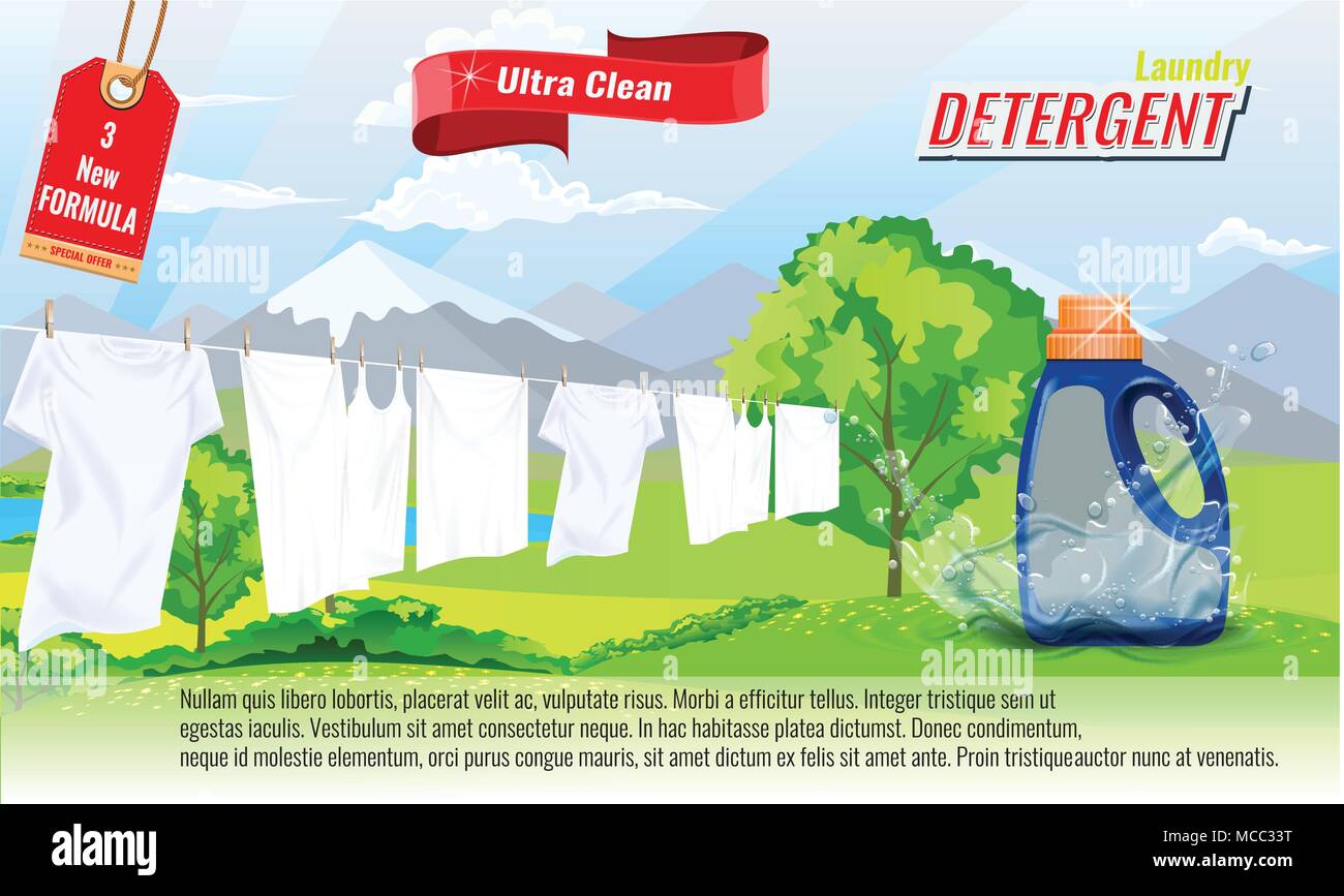 Laundry detergent ads template with package design with water splash ... Laundry detergent ads template with package design with water splash ...