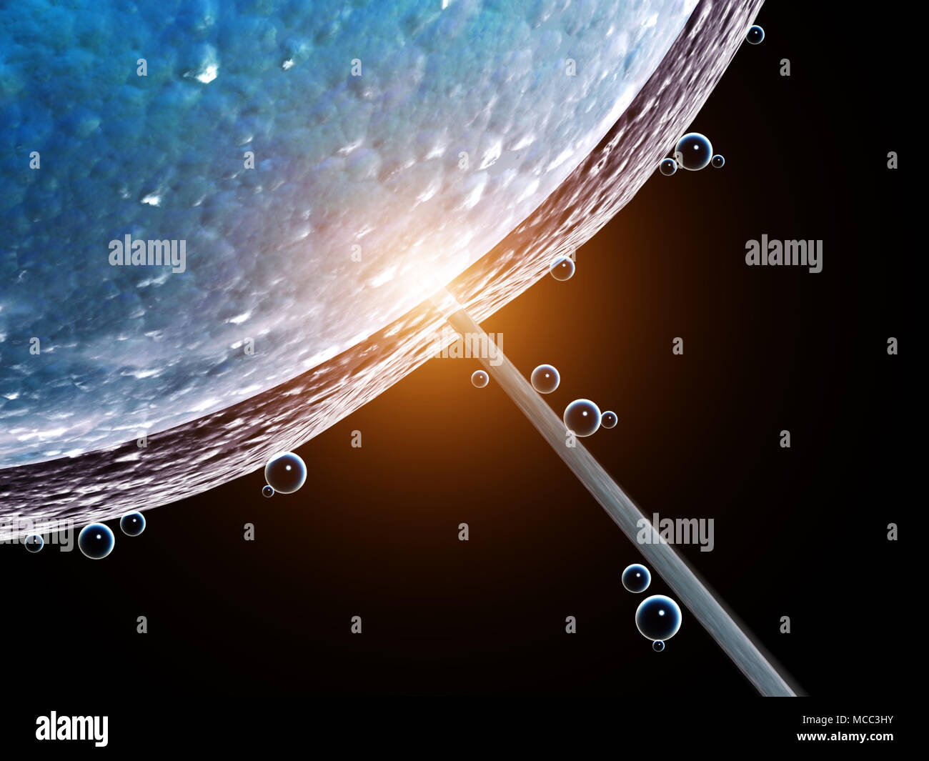 Cell injection - artificial insemination. Needle puncture the cell ...