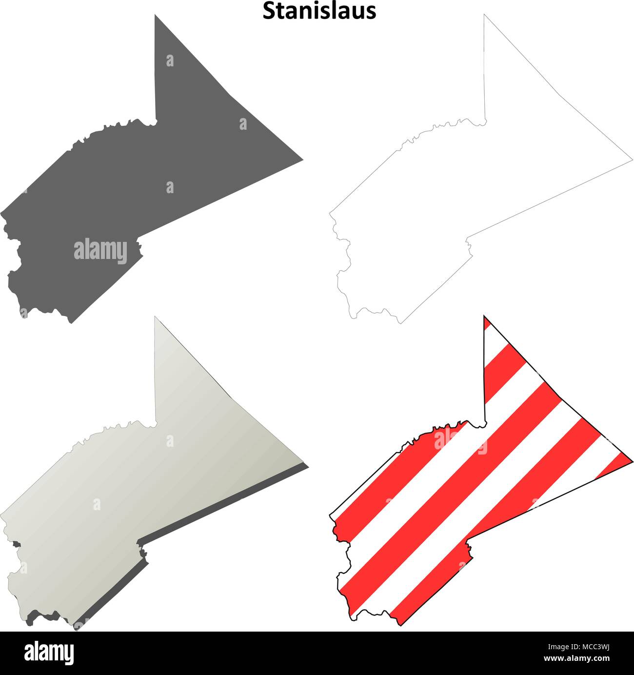 Stanislaus County, California outline map set Stock Vector Image & Art ...