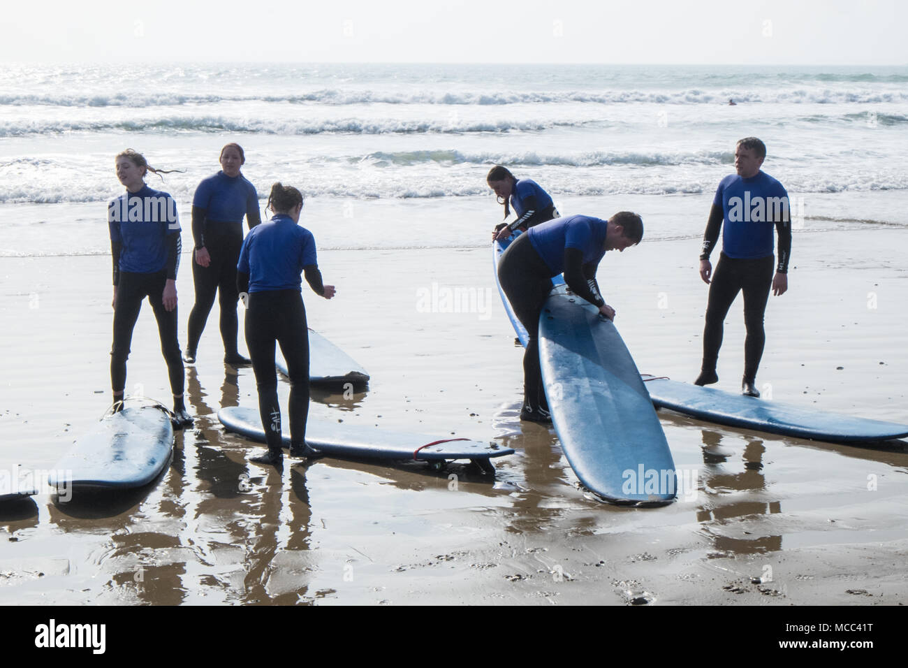 Surf school, learning,surfing,on,surfboards,water,sports,at,Newgale ...