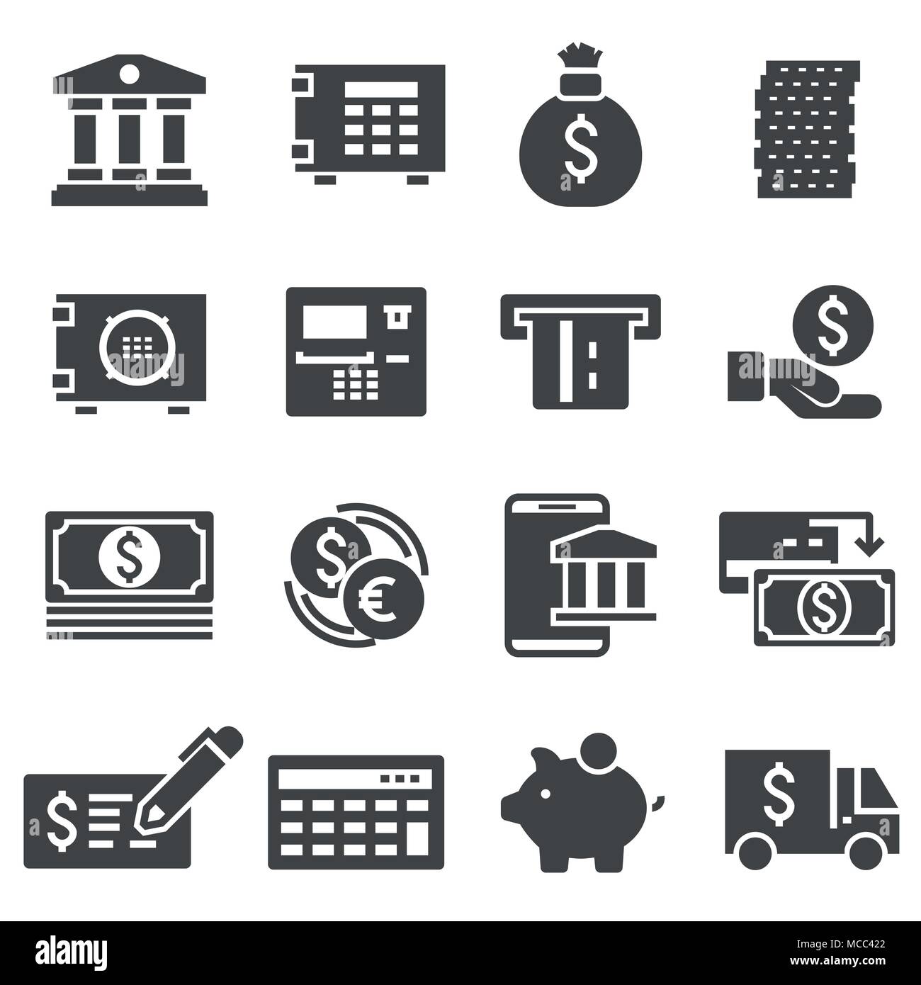 Vector gray bank icons set on white background Stock Vector Image & Art ...