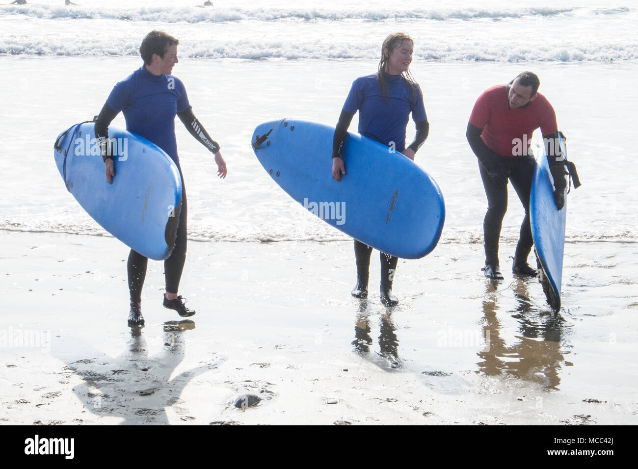 Surf school, learning,surfing,on,surfboards,water,sports,at,Newgale ...