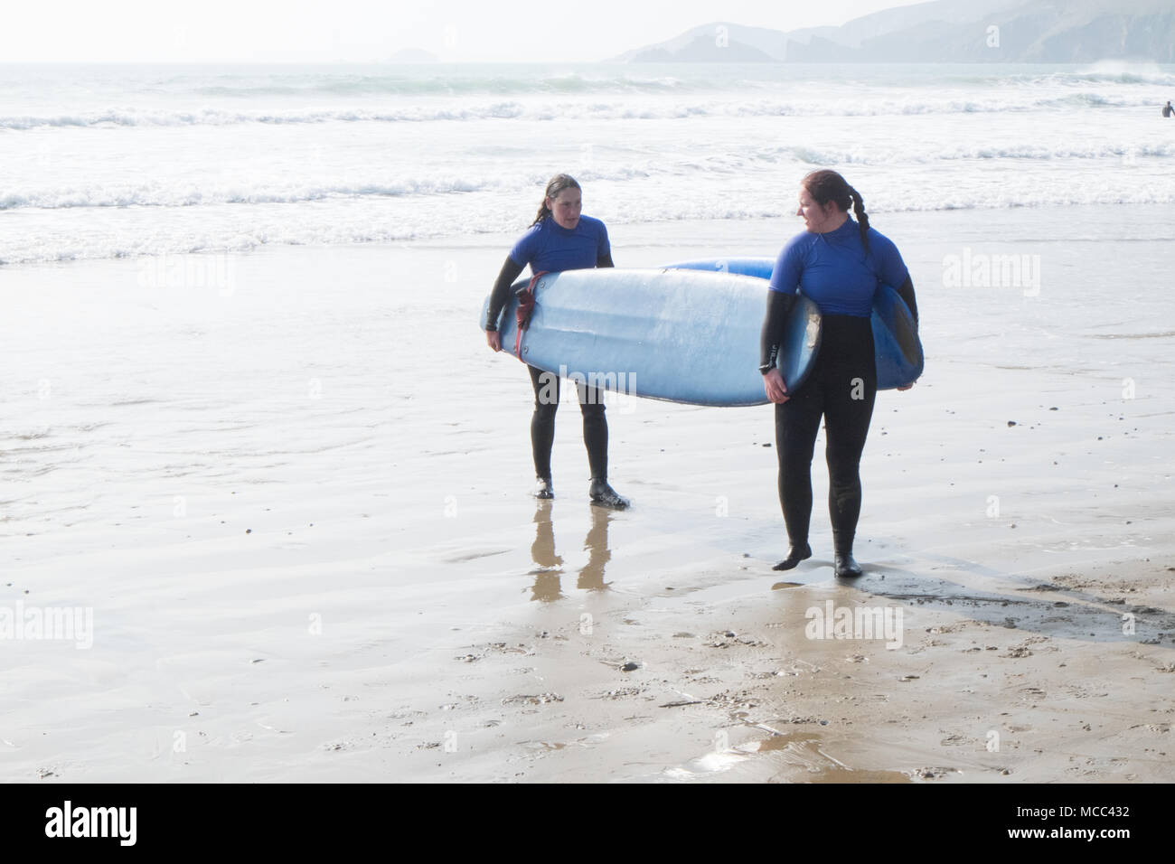 Surf school, learning,surfing,on,surfboards,water,sports,at,Newgale ...