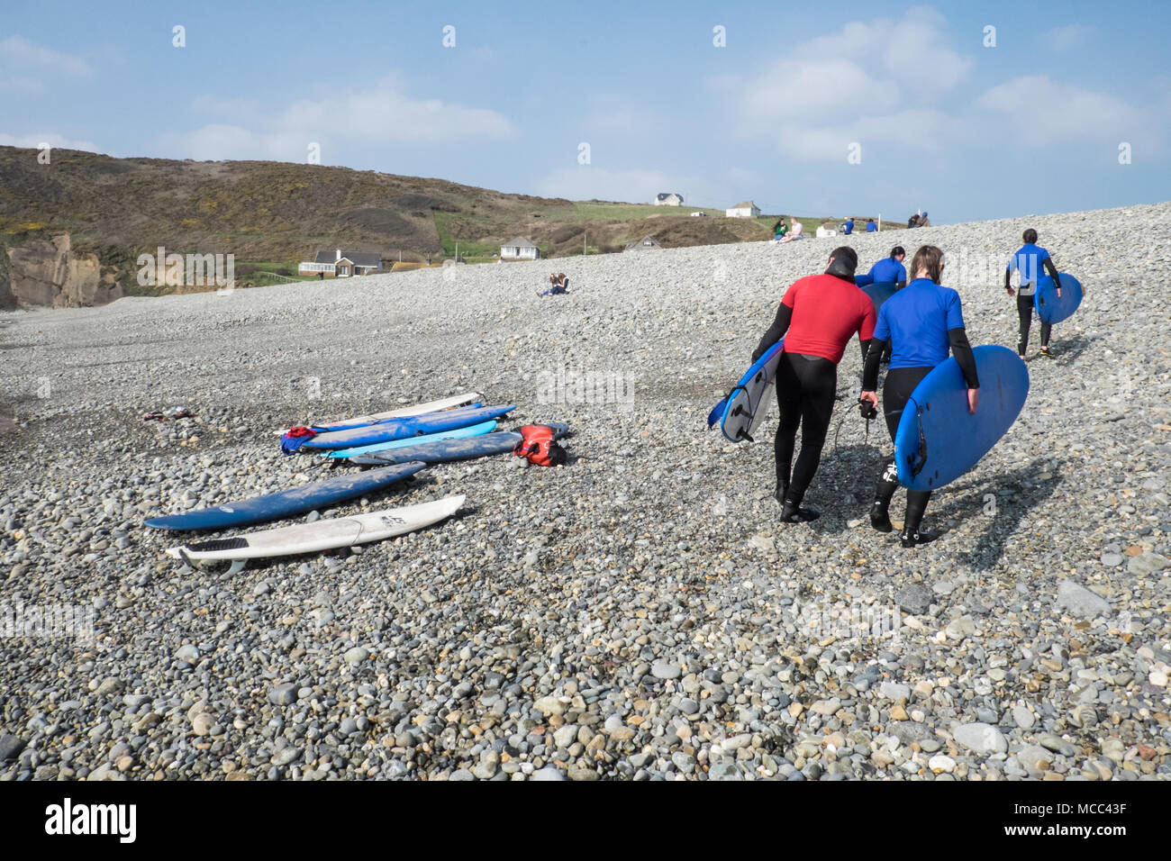 Surf school, learning,surfing,on,surfboards,water,sports,at,Newgale ...