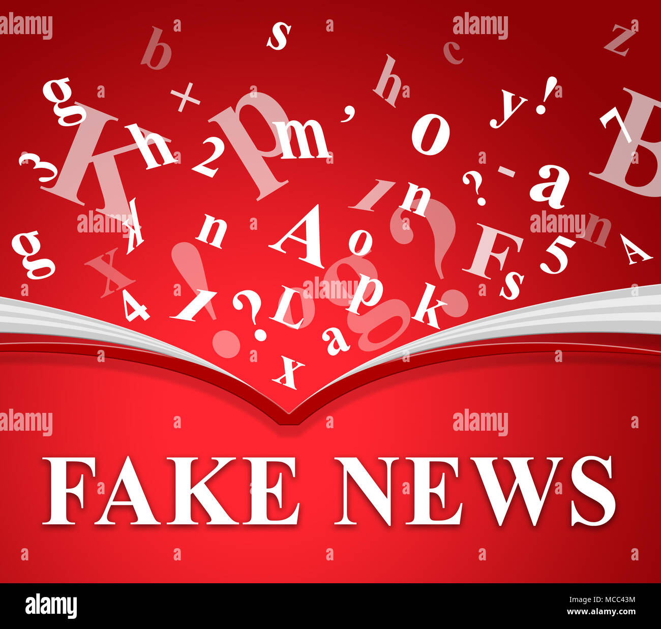 Fake News Letters Floating From Book 3d Illustration Stock Photo - Alamy