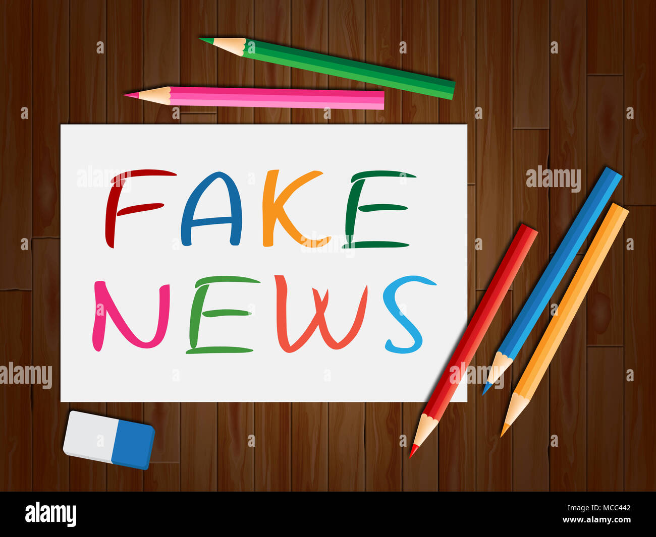 Fake News Colorful Pens Writing Maens Fraud 3d Illustration Stock Photo ...