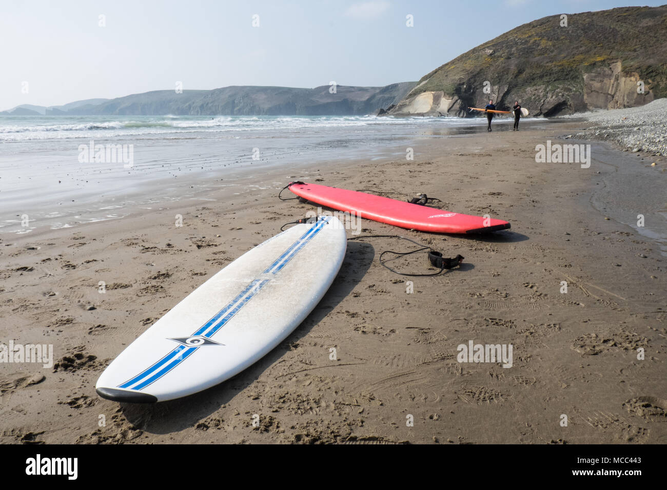 Surf school, learning,surfing,on,surfboards,water,sports,at,Newgale ...