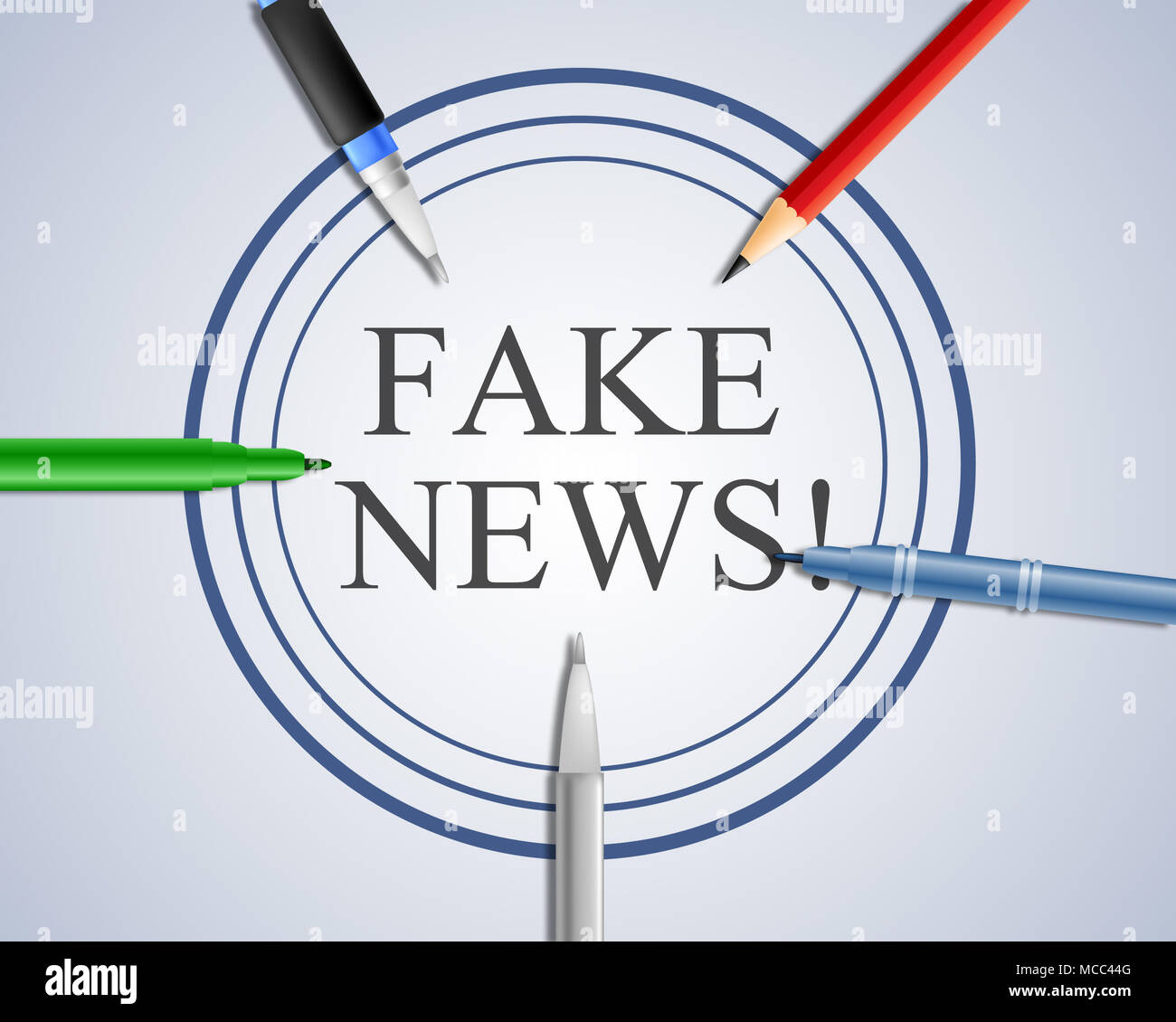Fake News Pens Meaning Falsehood 3d Illustration Stock Photo - Alamy