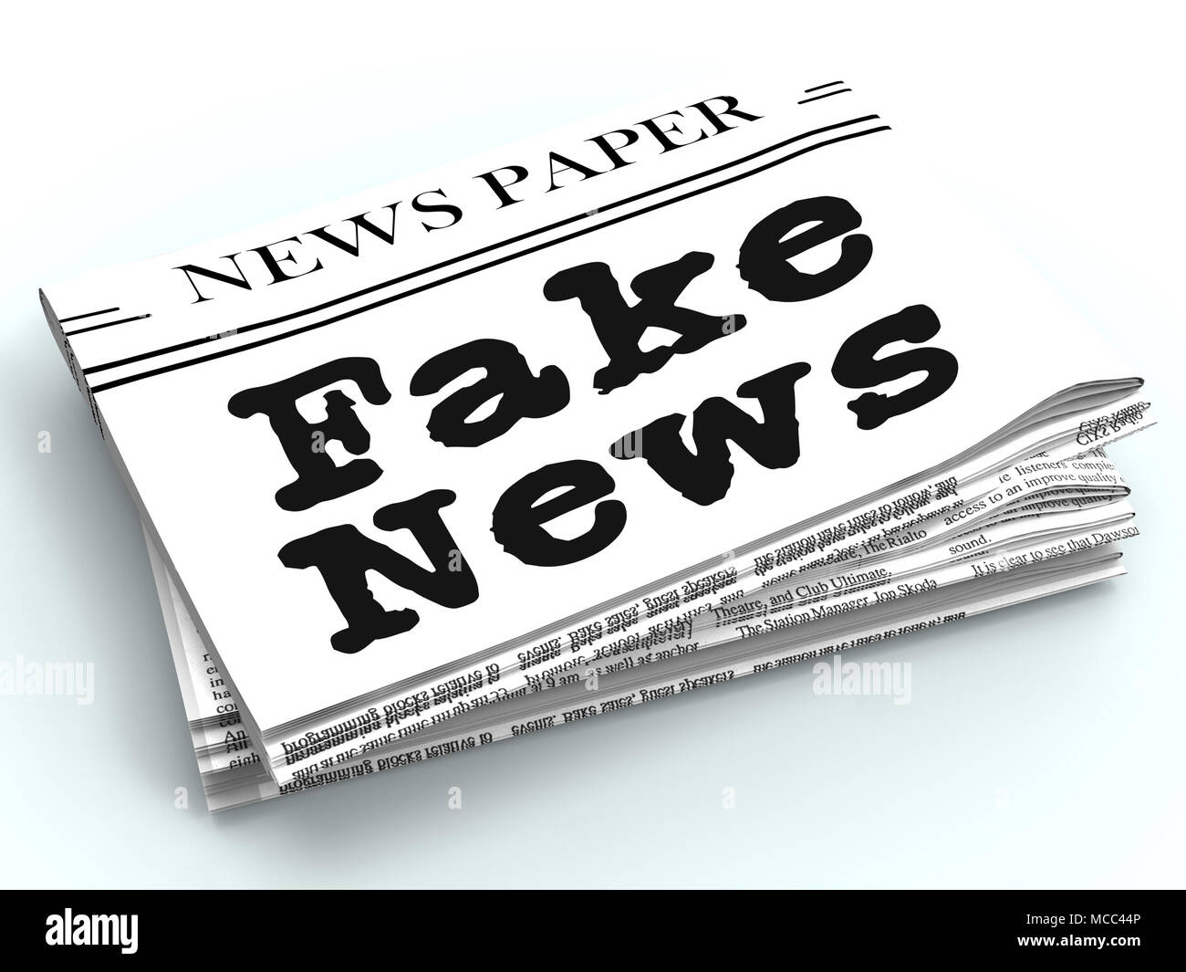 Fake News Headline On A Newspaper 3d Illustration Stock Photo - Alamy