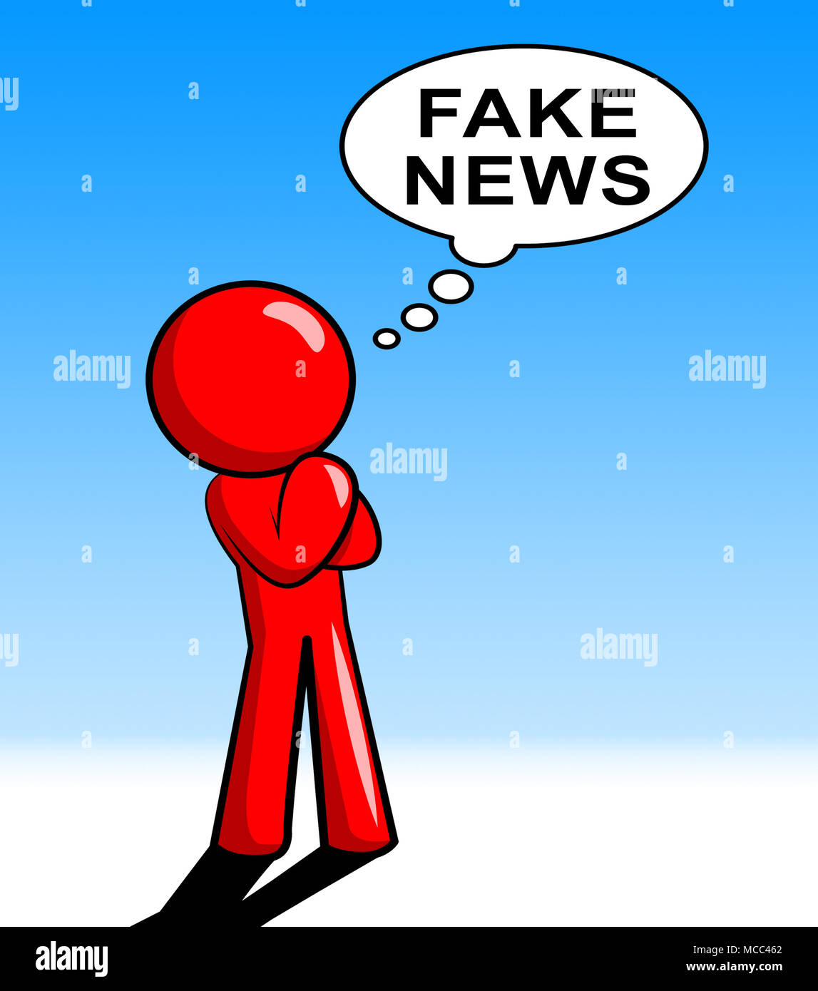 Man Thinking About Fake News 3d Illustration Stock Photo - Alamy