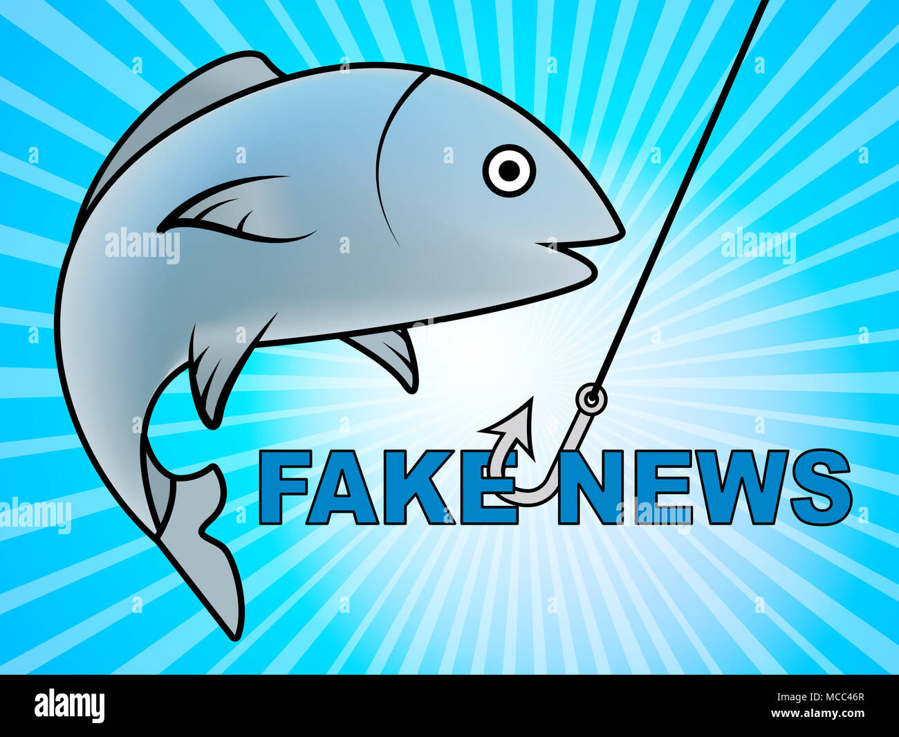 Fake News Fish With Hook 3d Illustration Stock Photo - Alamy