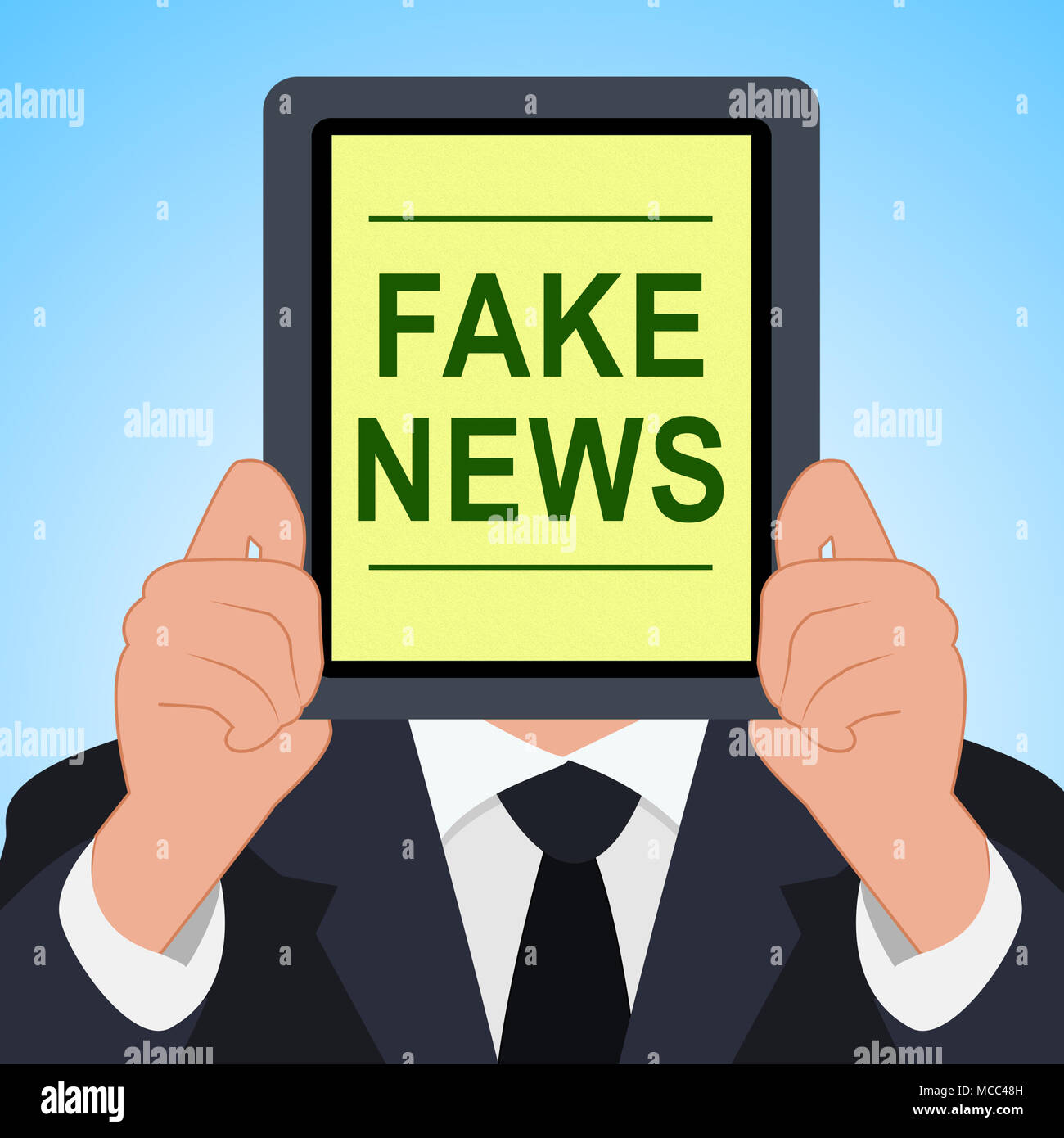 Fake News Tablet Meaning Alternative Facts 3d Illustration Stock Photo ...