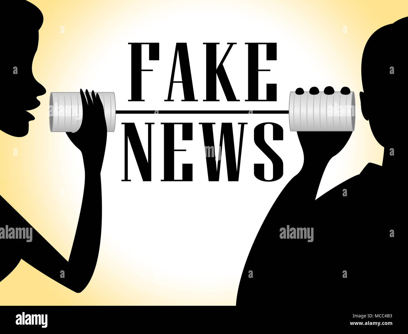 Fake News Conversation With Two Cans 3d Illustration Stock Photo - Alamy