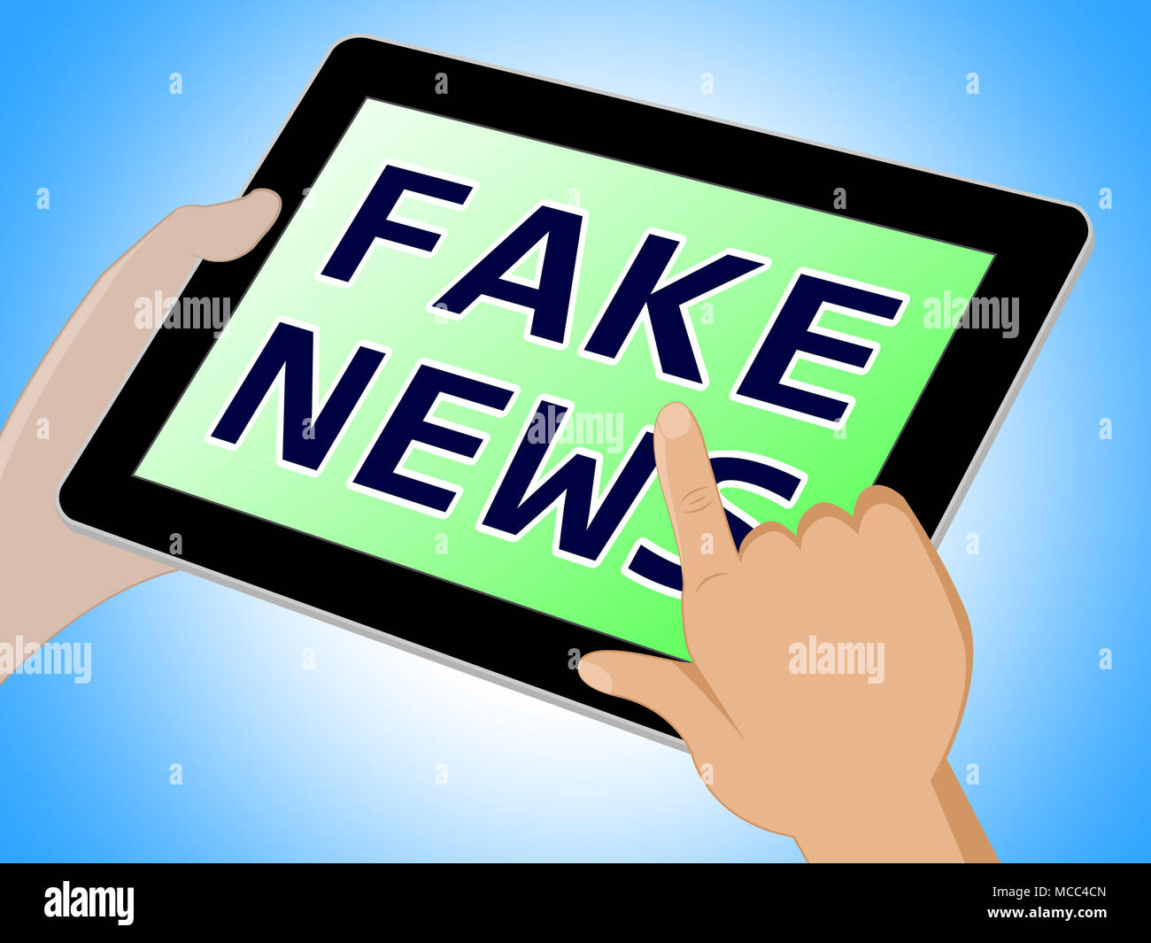 Fake News Tablet Computer Message Being Pushed 3d Illustration Stock ...