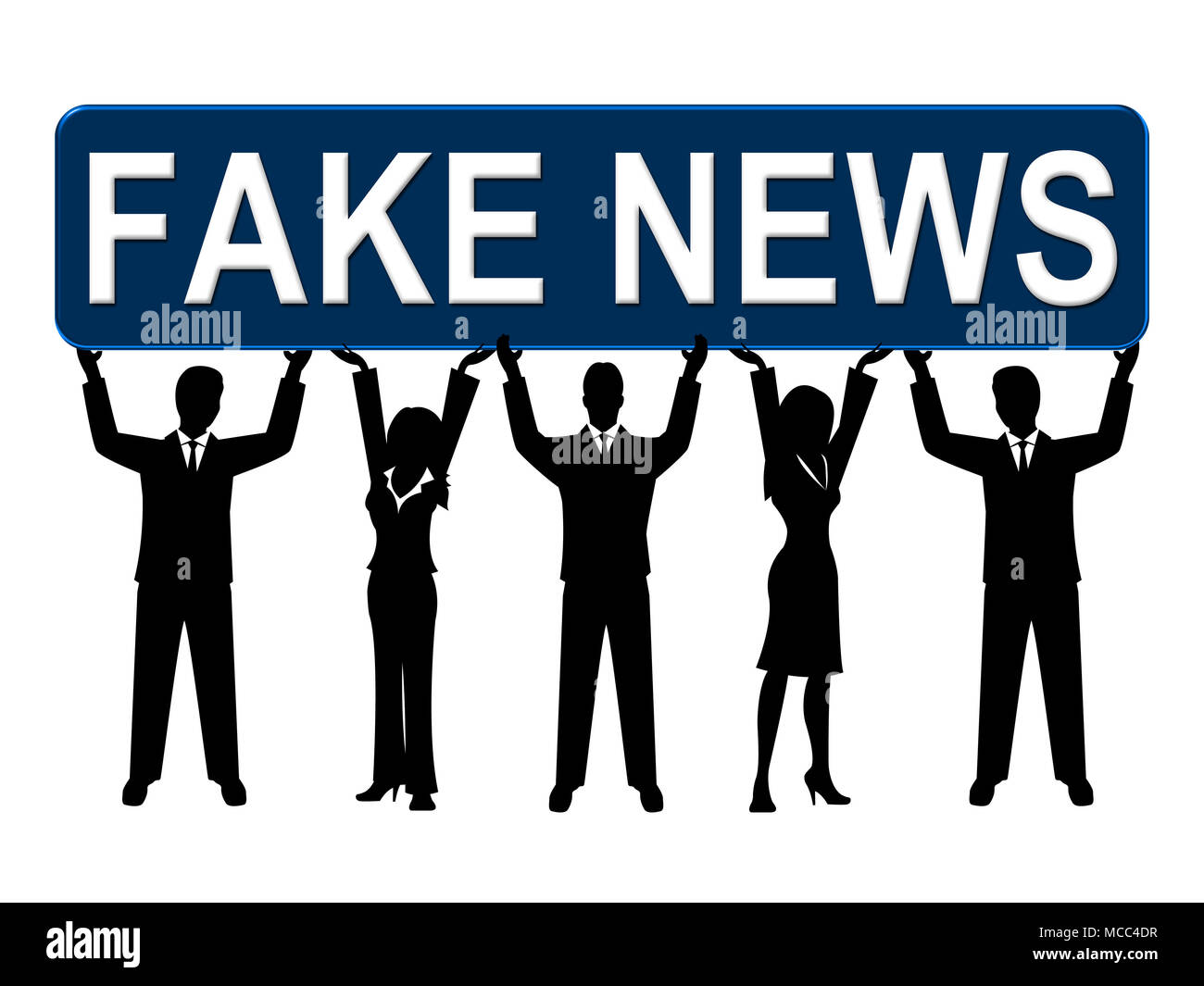 People Holding A Fake News Sign 3d Illustration Stock Photo - Alamy