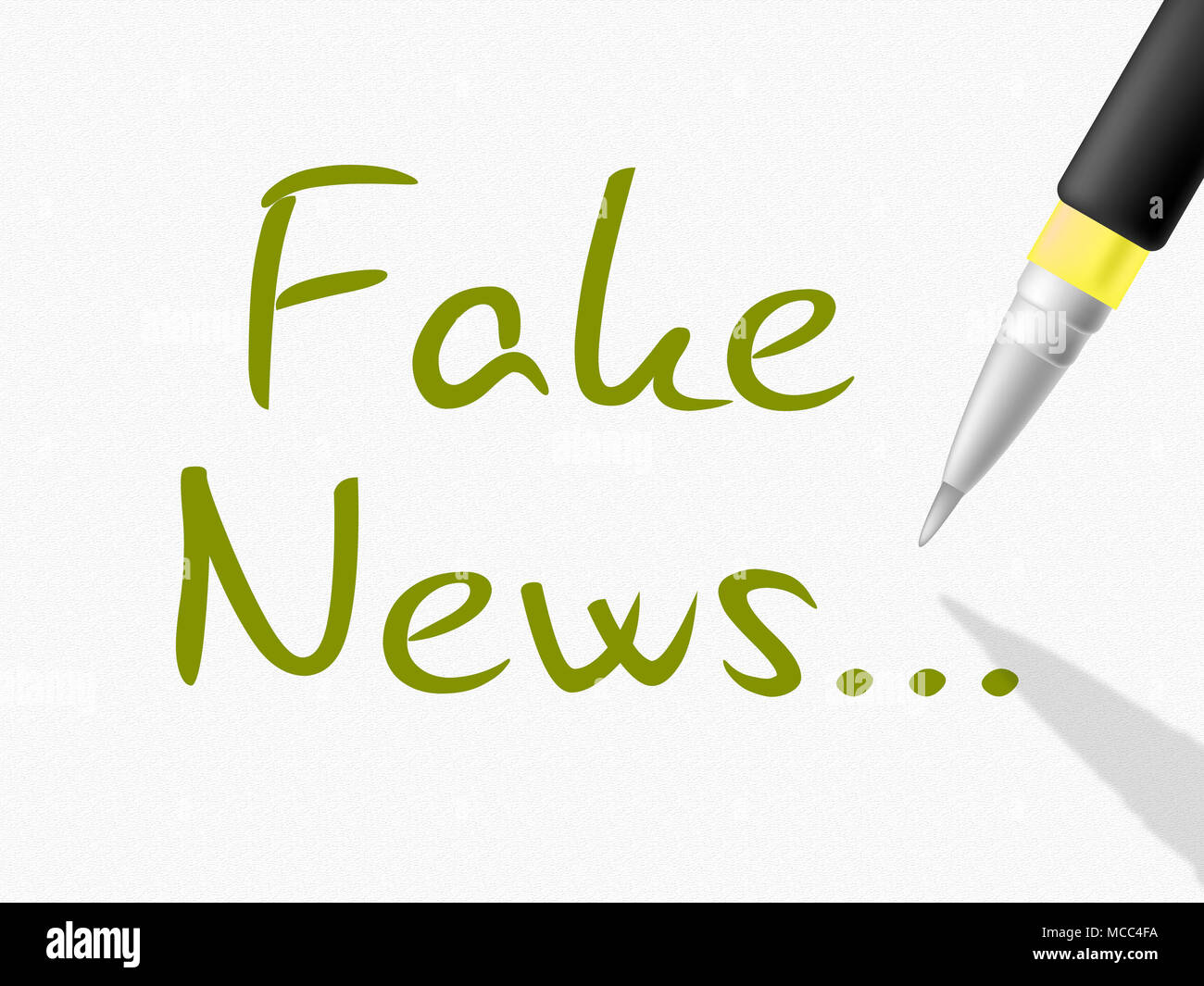 Fake News Hand Writing Message 3d Illustration Stock Photo - Alamy