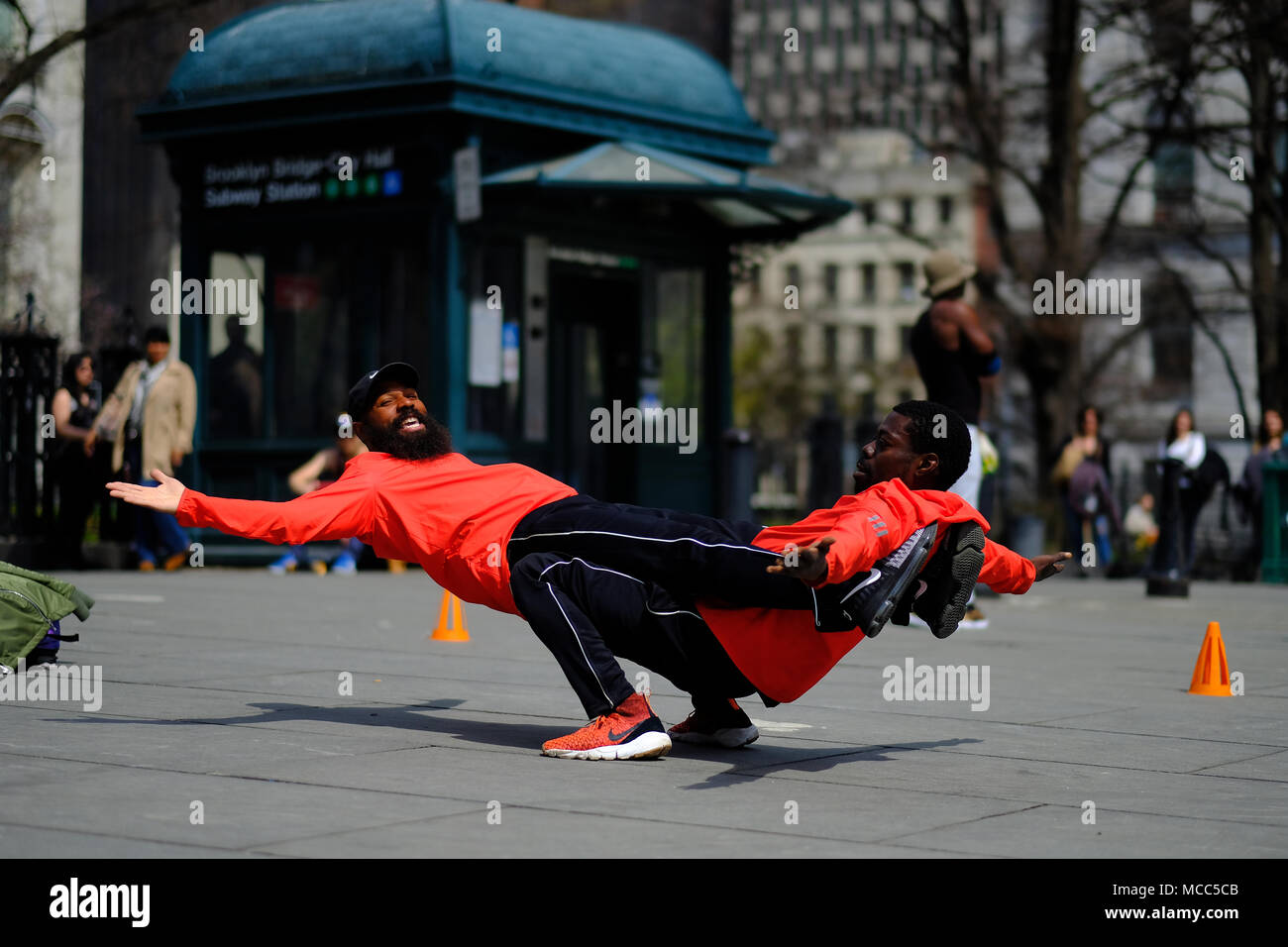 Street performers near City Hall, New York City, April 2018 Stock Photo ...
