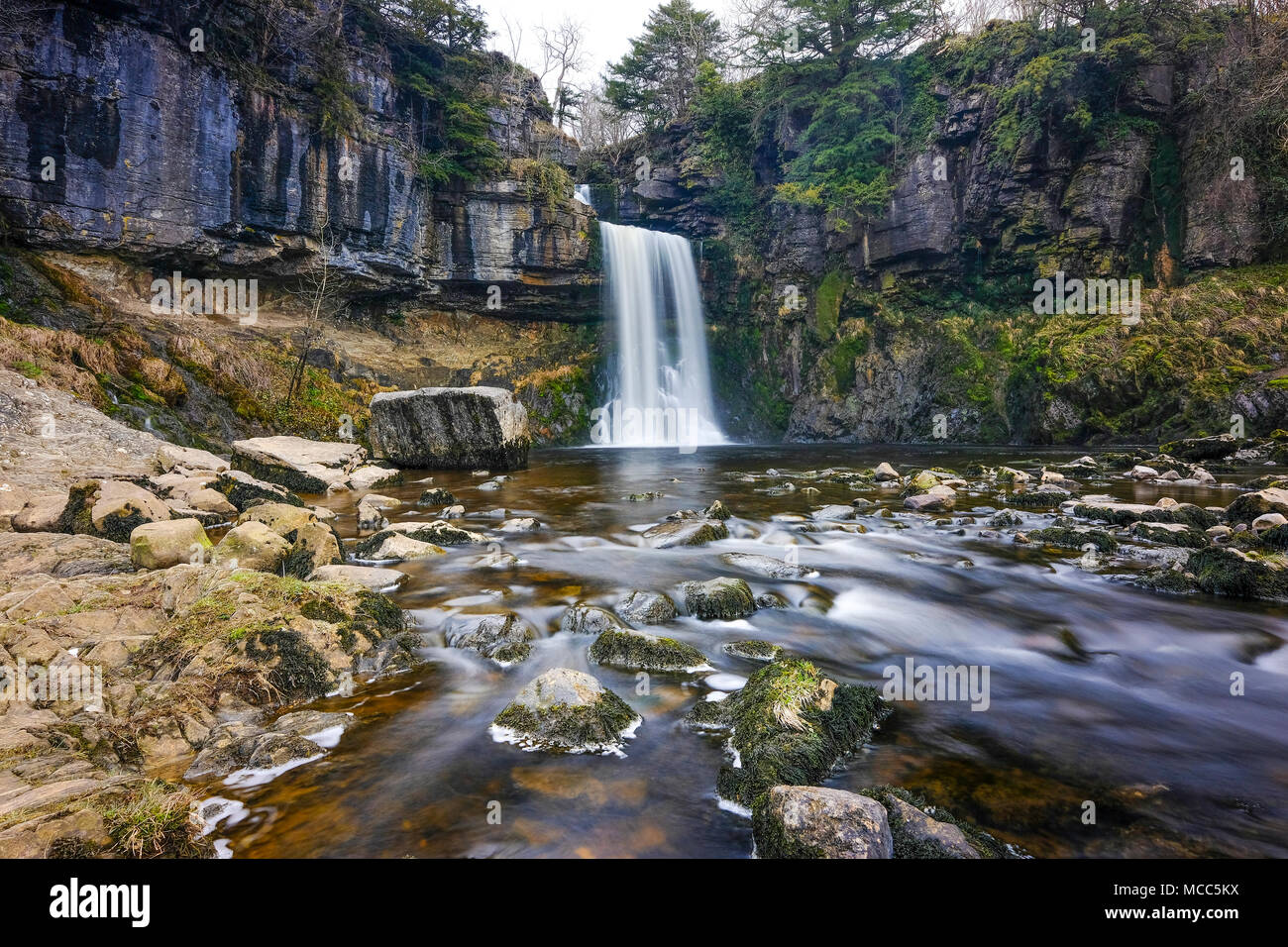 Thornton Force, the largest of the waterfalls on the Ingleton ...