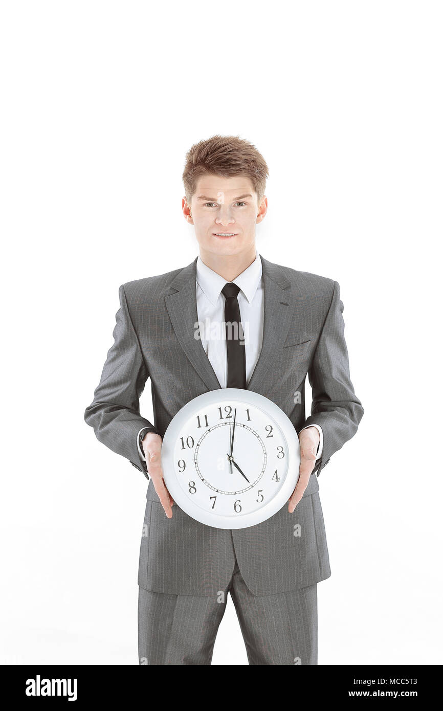 Man holding large clock hi-res stock photography and images - Alamy
