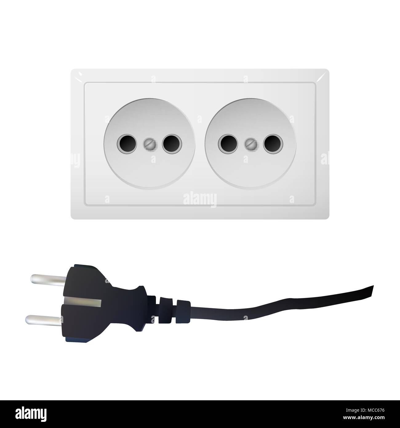 Wall electrical socket two Cut Out Stock Images & Pictures - Alamy