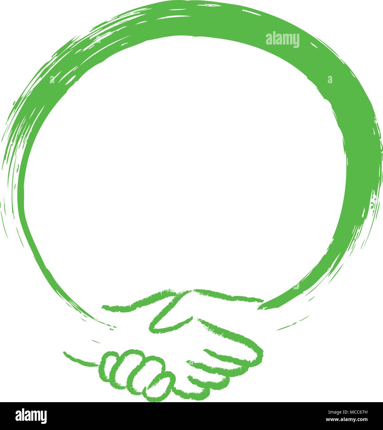 Round speech bubble with integrated handshake - hand drawn isolated ...