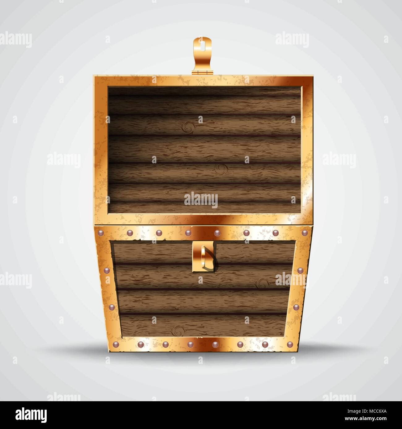realistic Opening treasure box wooden and gold Stock Vector Image & Art ...