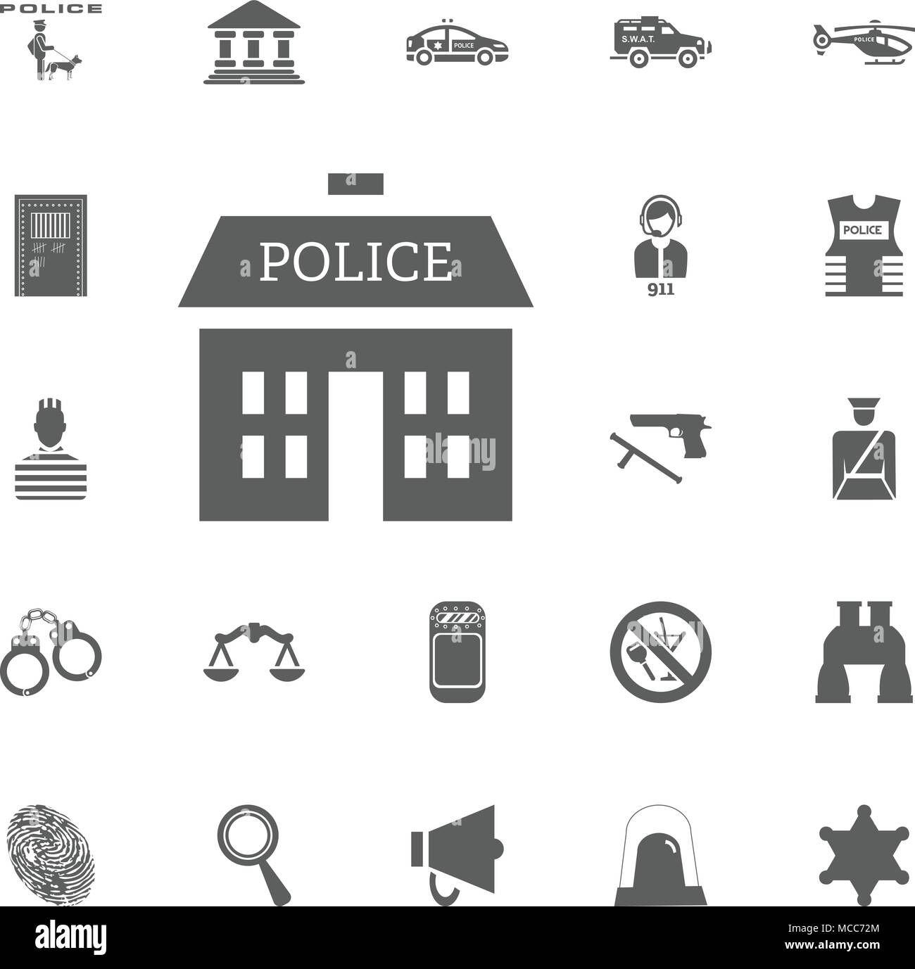 Police department icon. Police and juctice vector icon set Stock Vector ...